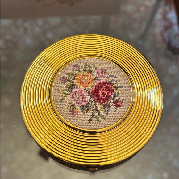 Accessories | Vintage 195s Extra Large Petit Point Compact Brass | Poshmark